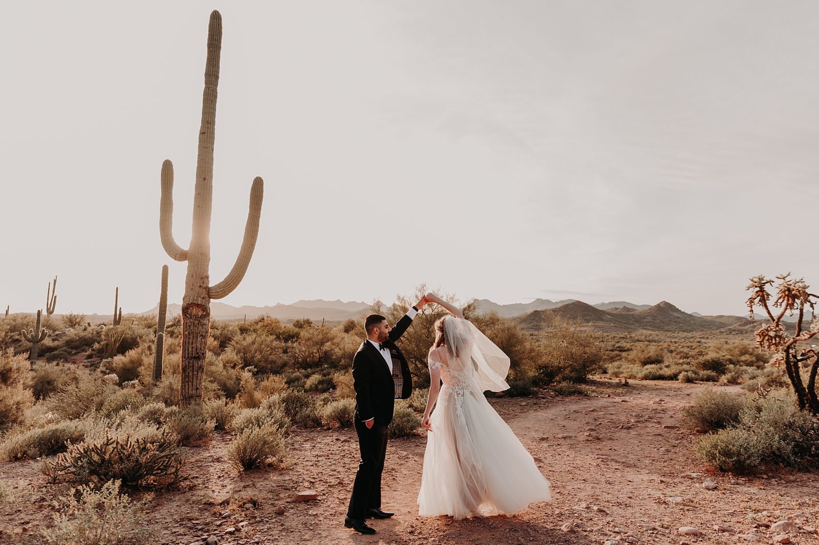 Hasanain and Katie's Wedding Session in the Superstition Desert